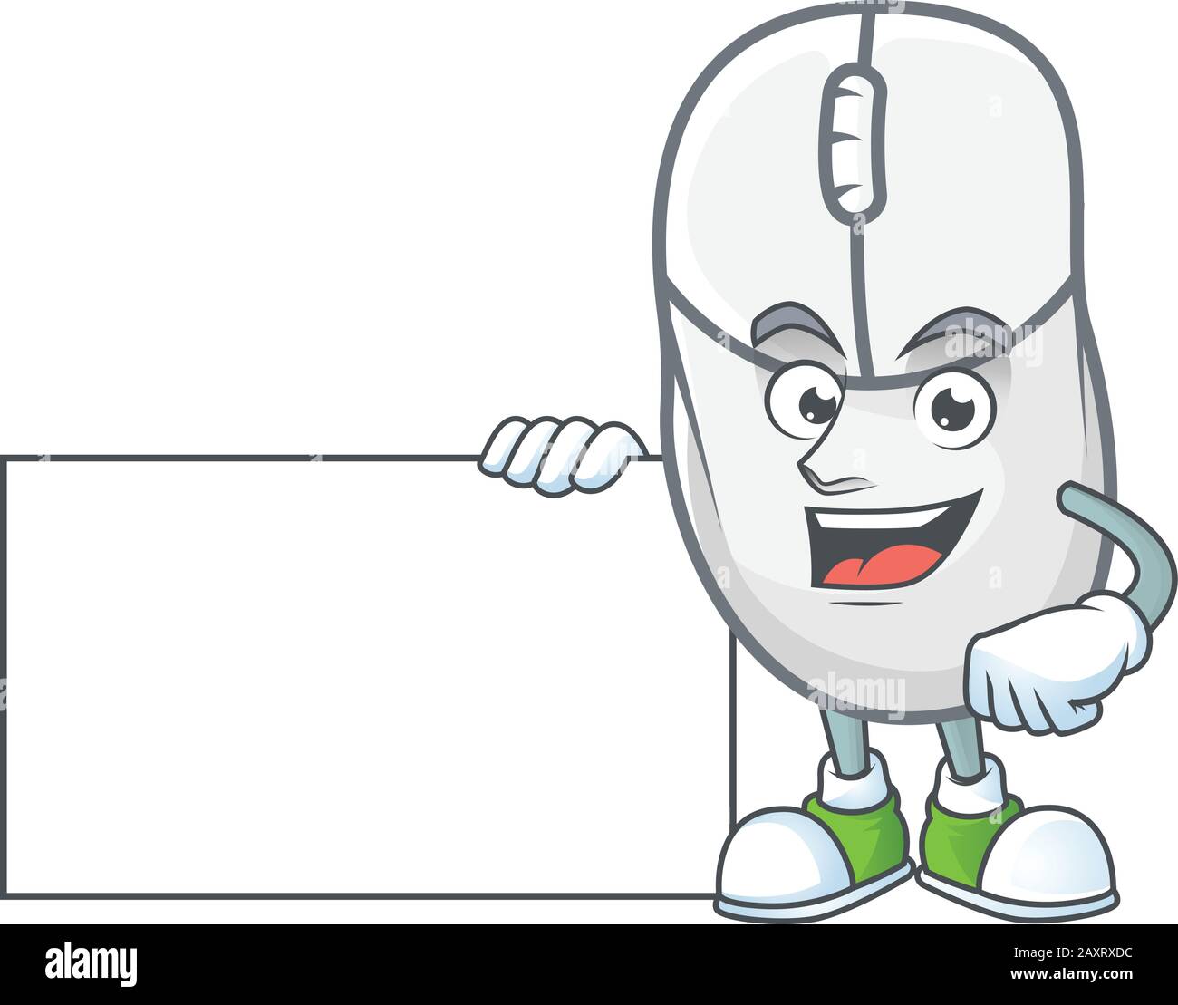 Cute funny white mouse cartoon character having a board Stock Vector ...