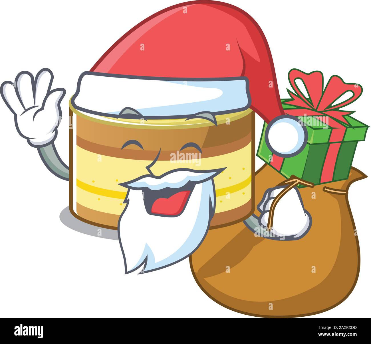 Santa lemon cake Cartoon character design having box of gifts Stock ...