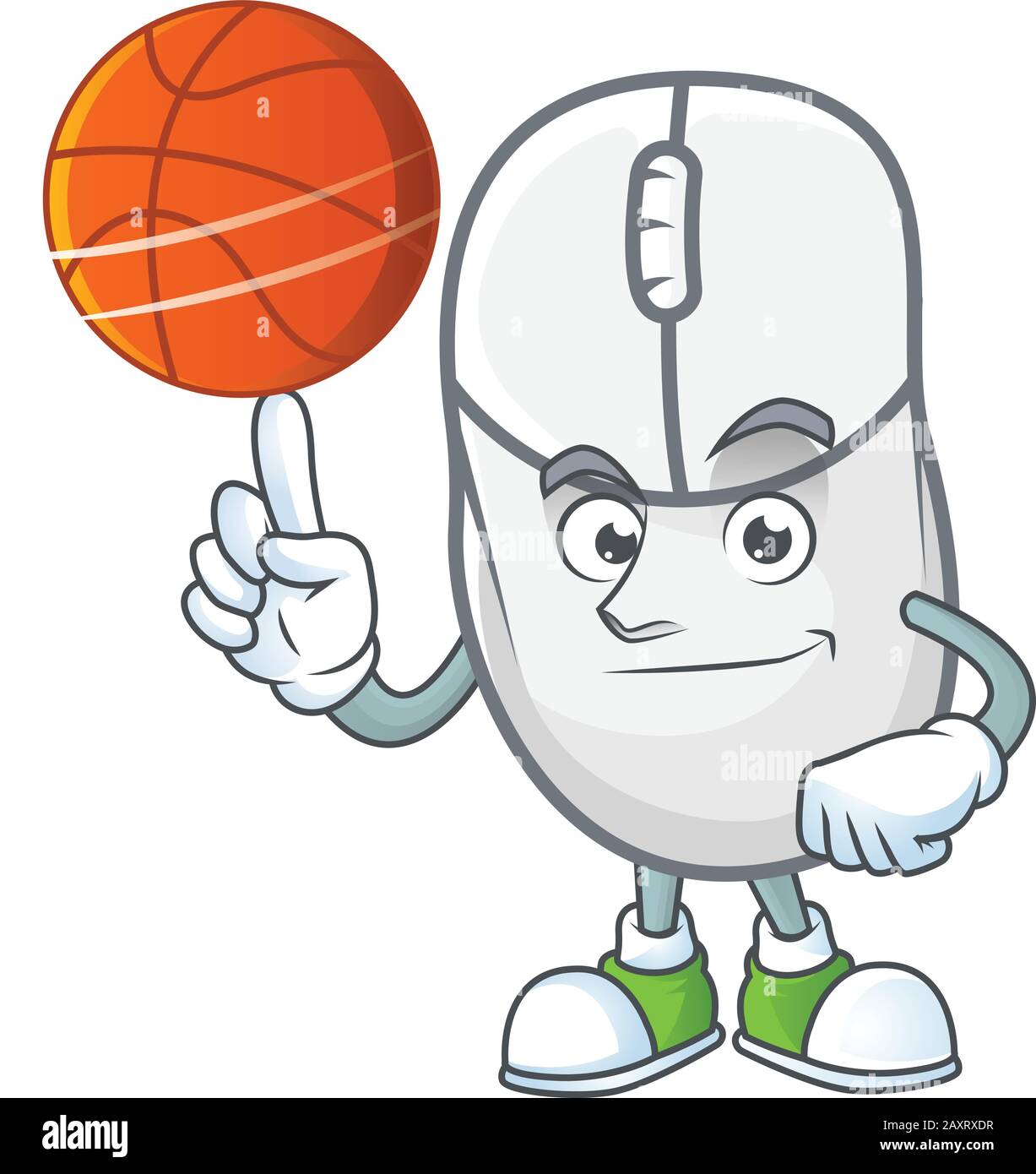 a strong white mouse cartoon character with a basketball Stock Vector ...