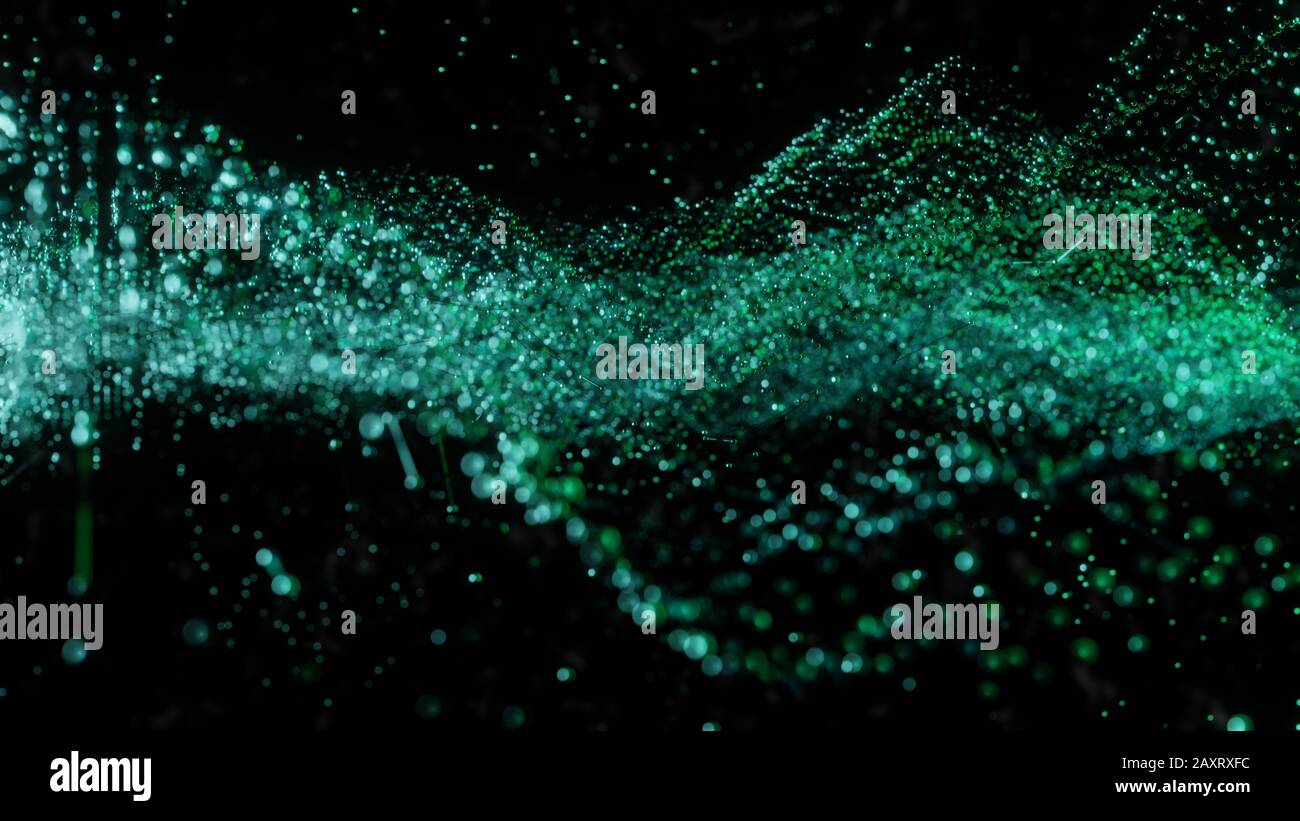 Plexus of abstract glow dots on a black background. Loop animations. 3D ...