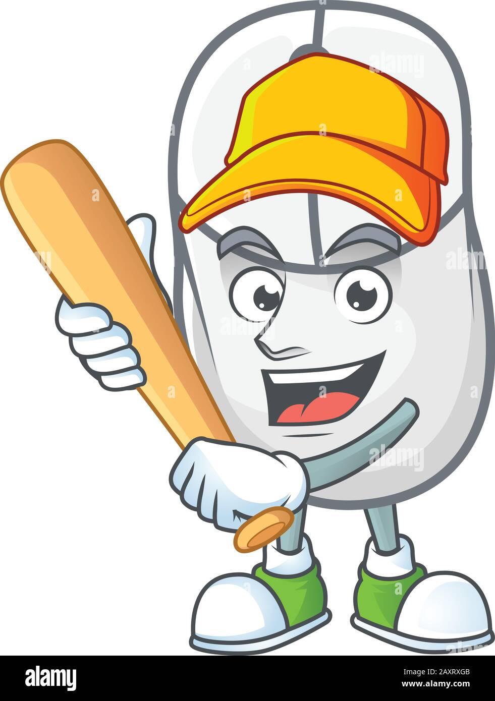 An active healthy white mouse mascot design style playing baseball ...