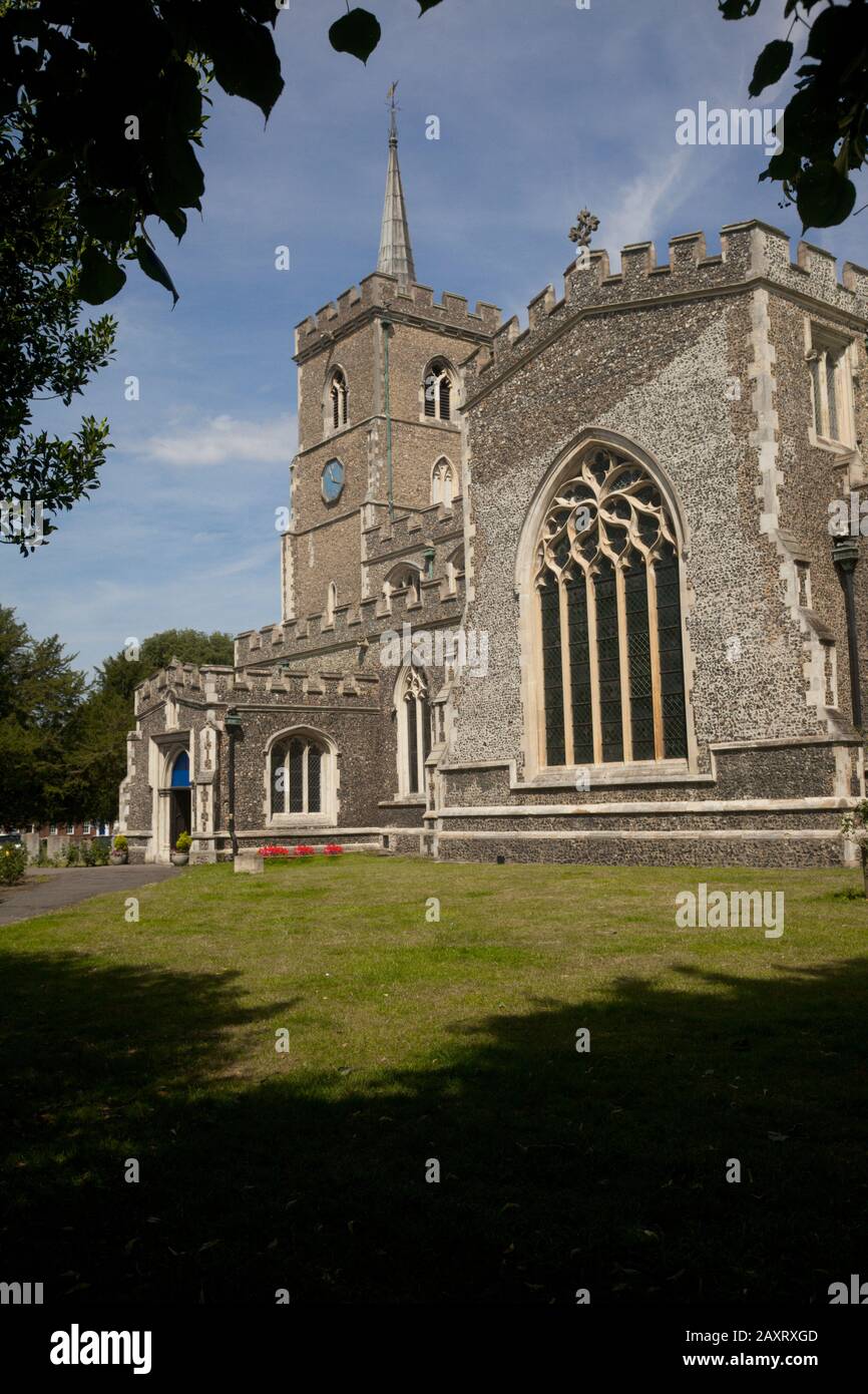 St. Mary the Virgin church , Ware . Hertfordshire. England Stock Photo ...