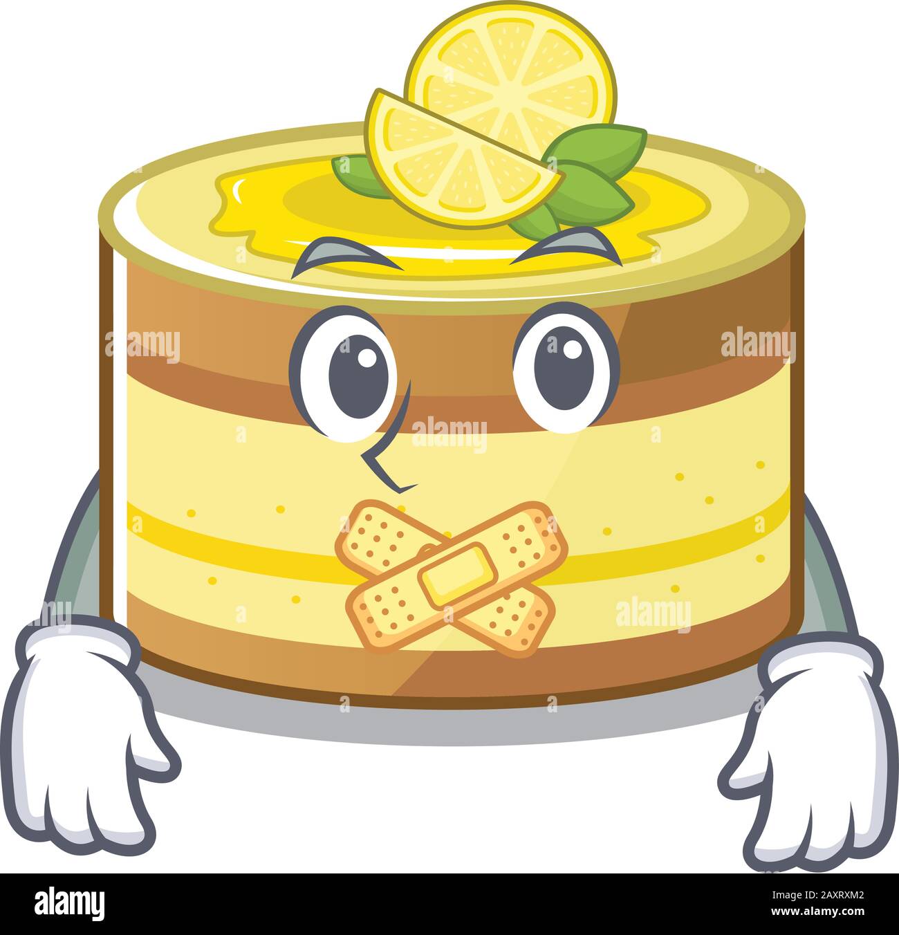 cartoon character design lemon cake making a silent gesture Stock ...