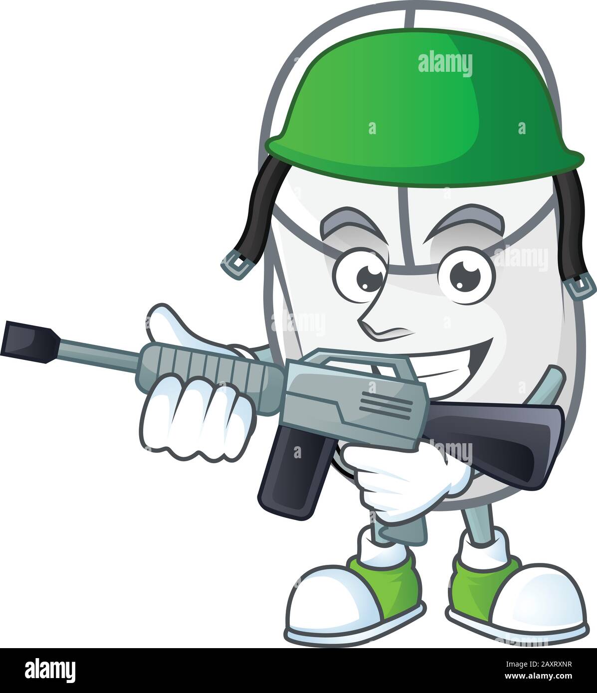 White mouse mascot design in an Army uniform with machine gun Stock ...