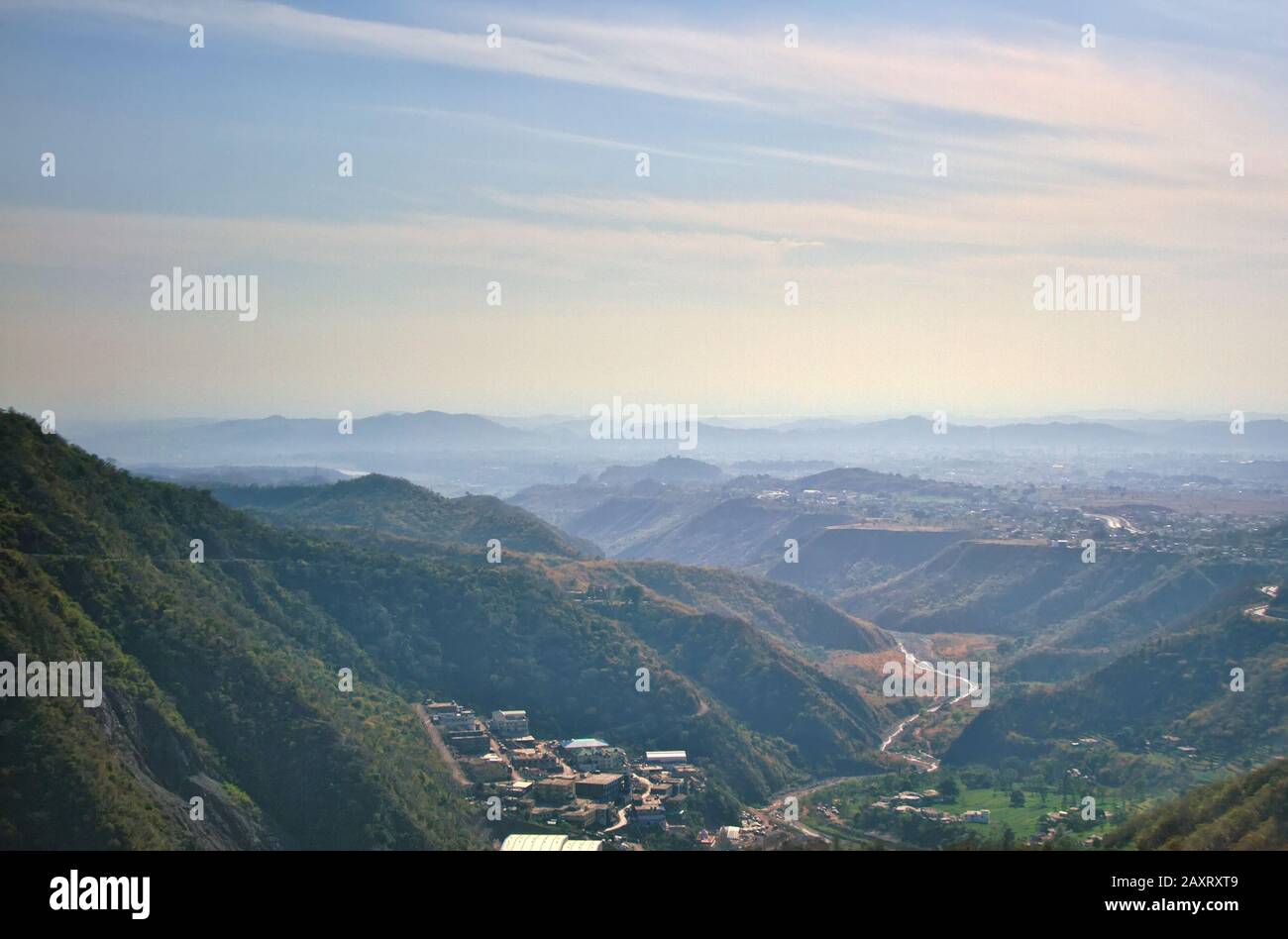 Lesser Himalayas. Mountain landscapes of spring time with peaks and ...