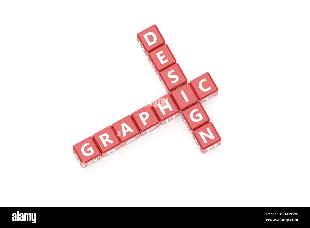 3d rendering, crossword with letters of Graphic Design text words ...
