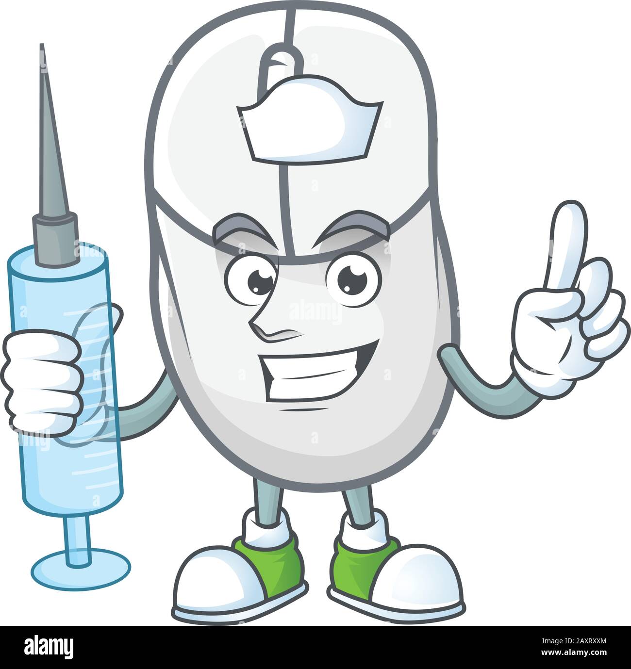 Smiley Nurse white mouse cartoon character with a syringe Stock Vector ...