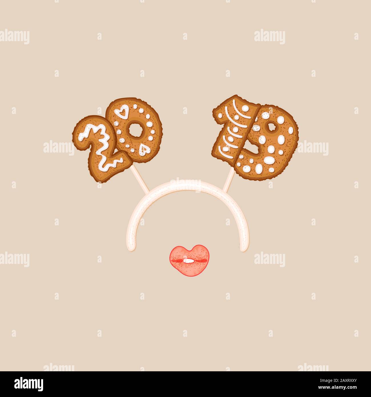 Christmas photo prop booth mask with 2019 numbers on cute headband and ...