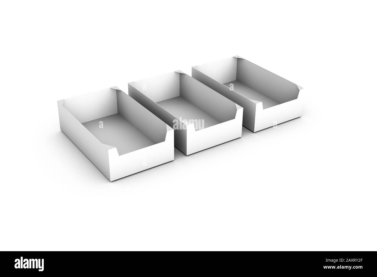 3d rendering, front view of white and empty chocolate or product three ...