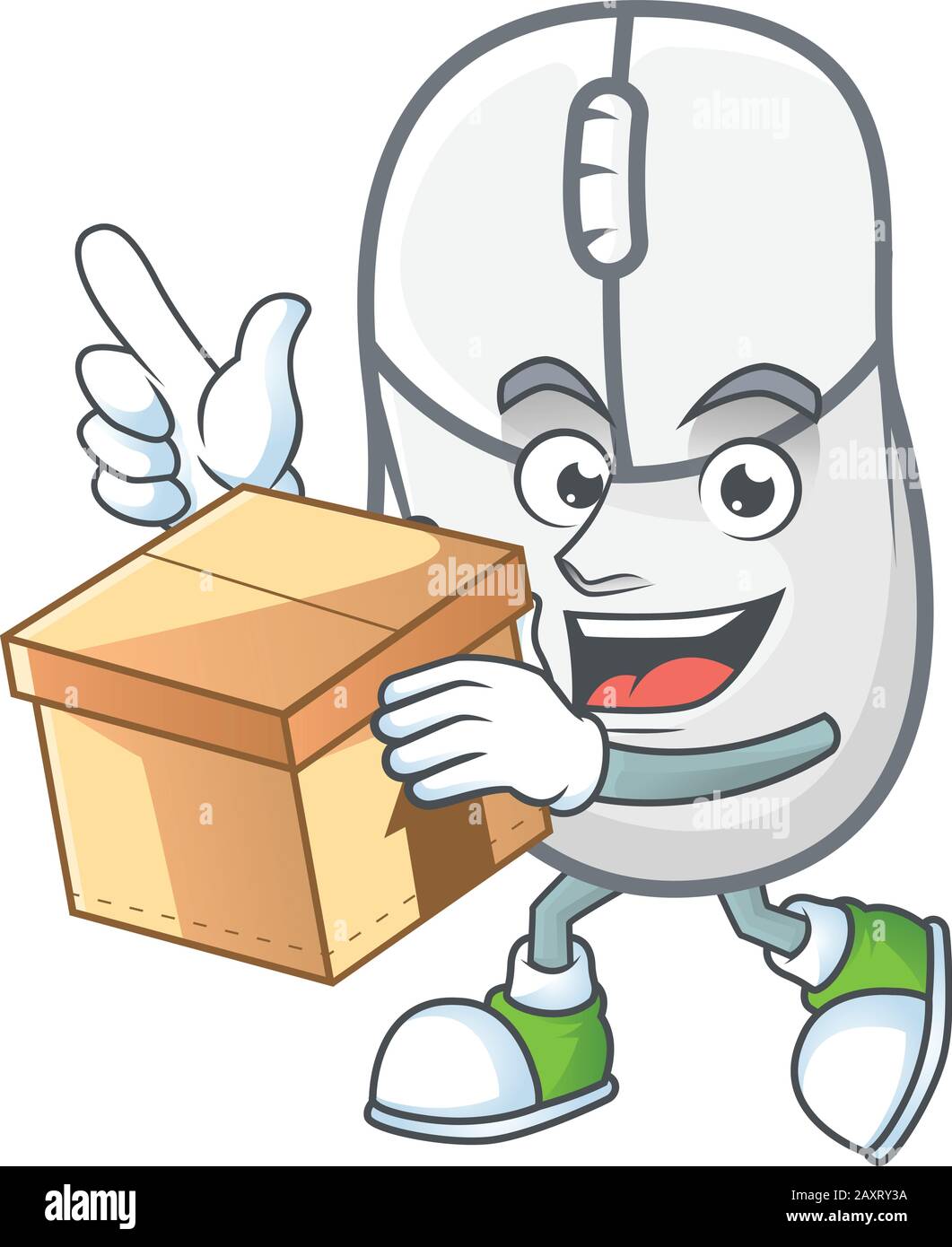 A charming white mouse mascot design style having a box Stock Vector ...