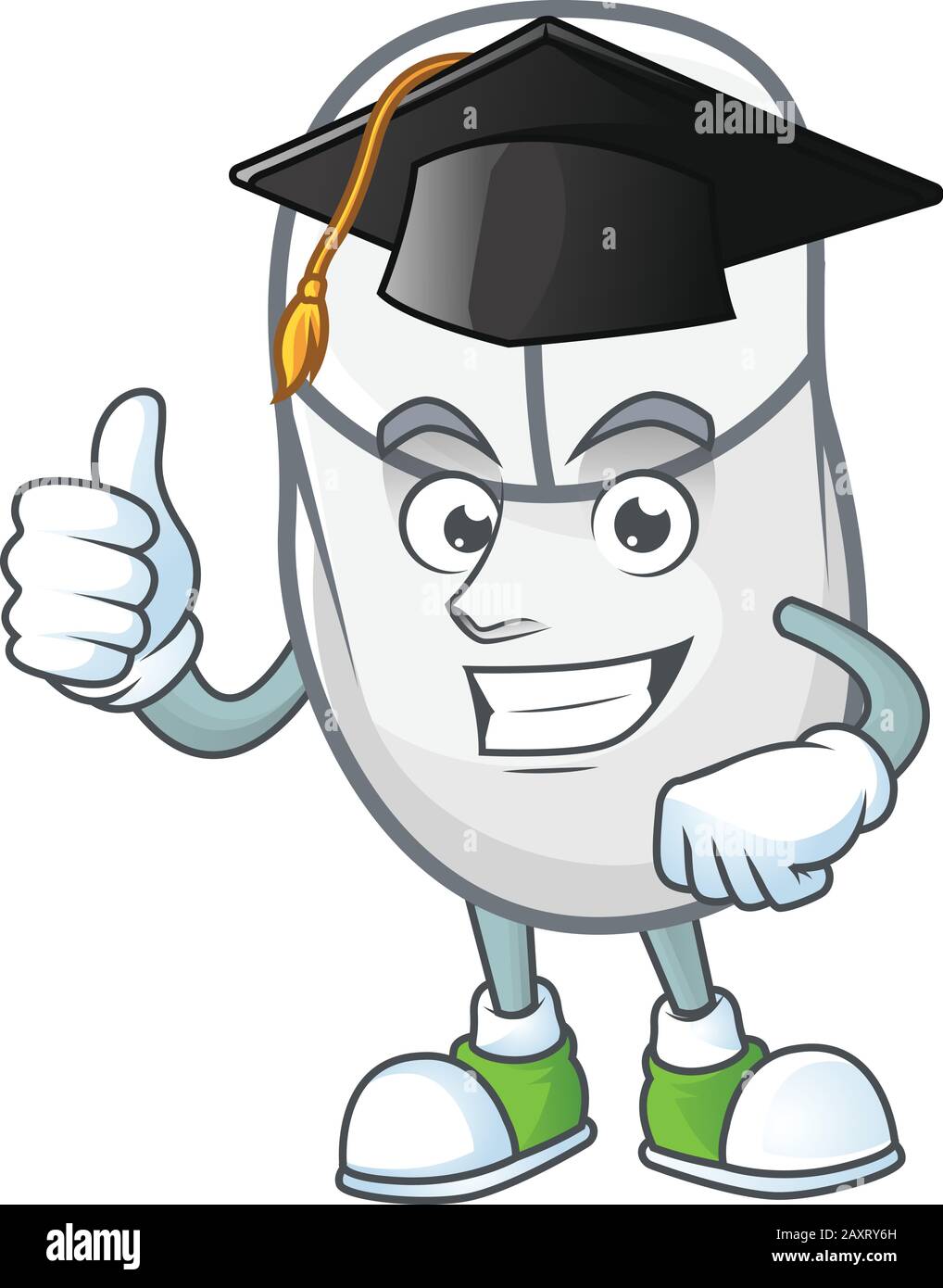 A happy character of white mouse in a black Graduation hat Stock Vector ...