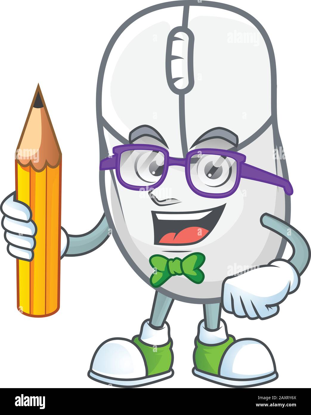 A mascot icon of Student white mouse character holding pencil Stock ...
