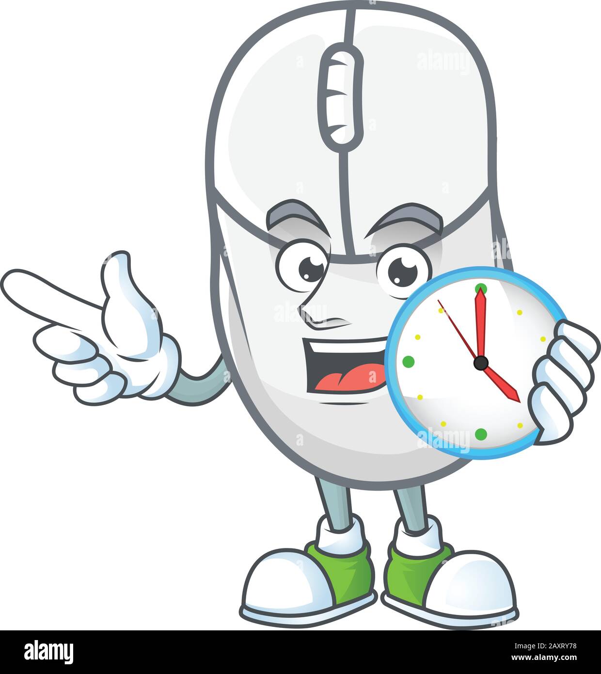 White mouse cartoon character style with a clock Stock Vector Image ...
