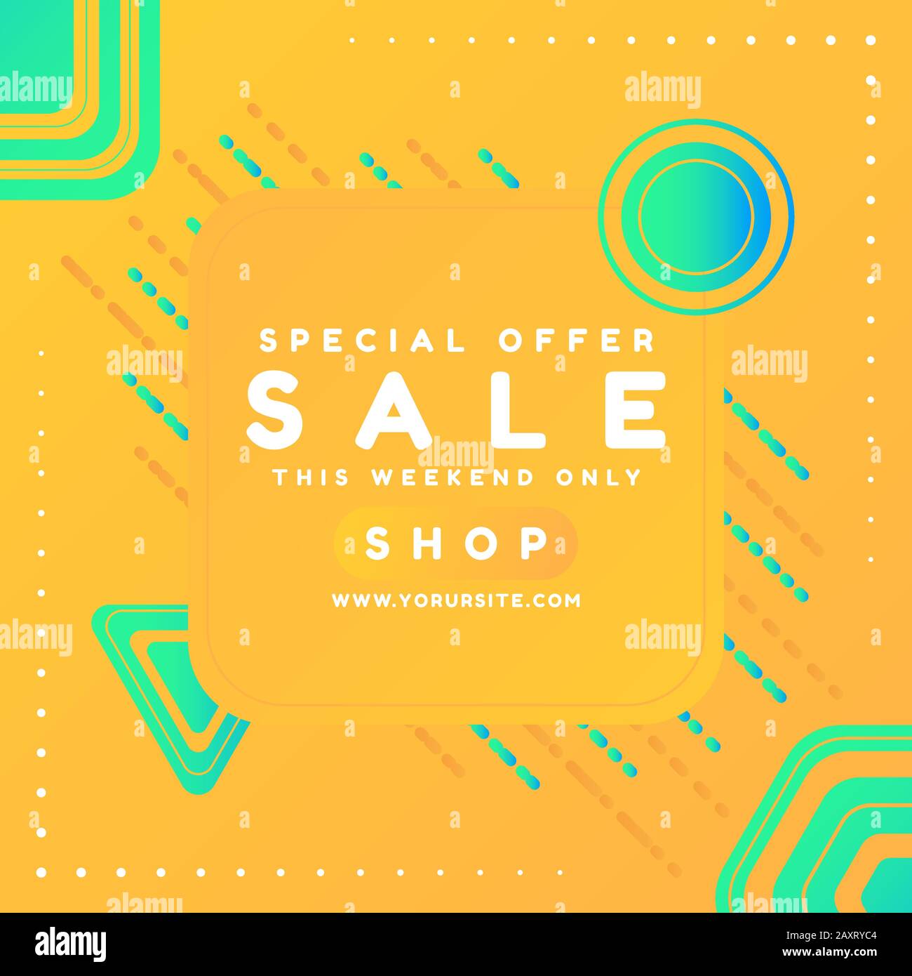 Special offer sale banner geometric shape design halftone style color ...