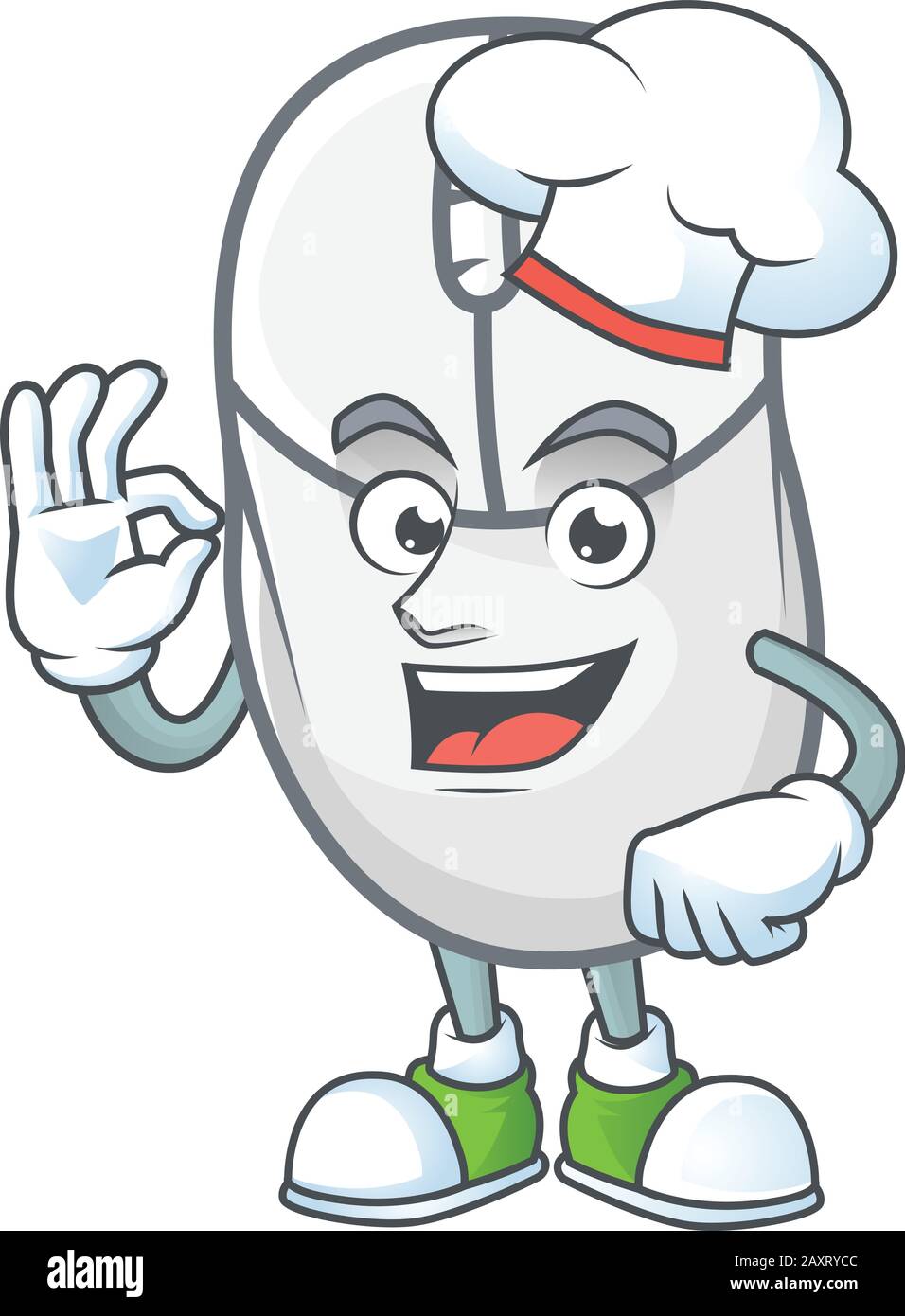 White mouse cartoon character in a chef dress and white hat Stock ...