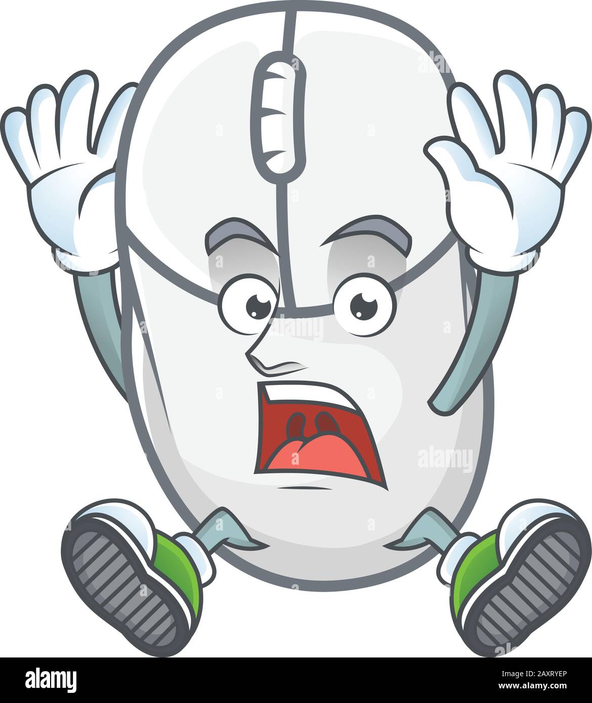 A picture of white mouse cartoon design with shocking gesture Stock ...