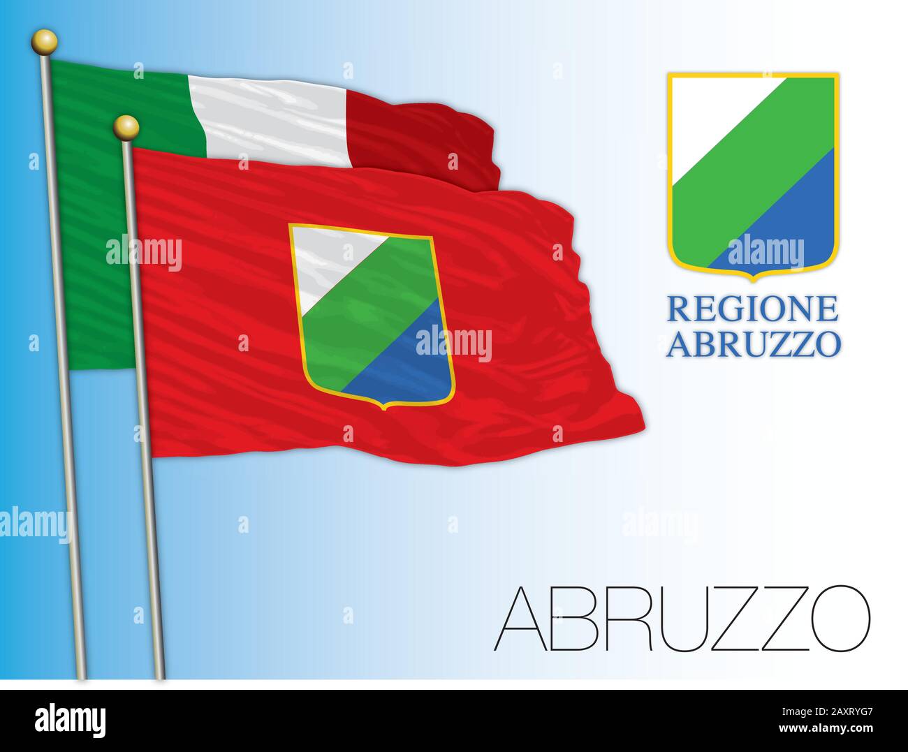 Abruzzo official regional flag and coat of arms, Italy, vector ...