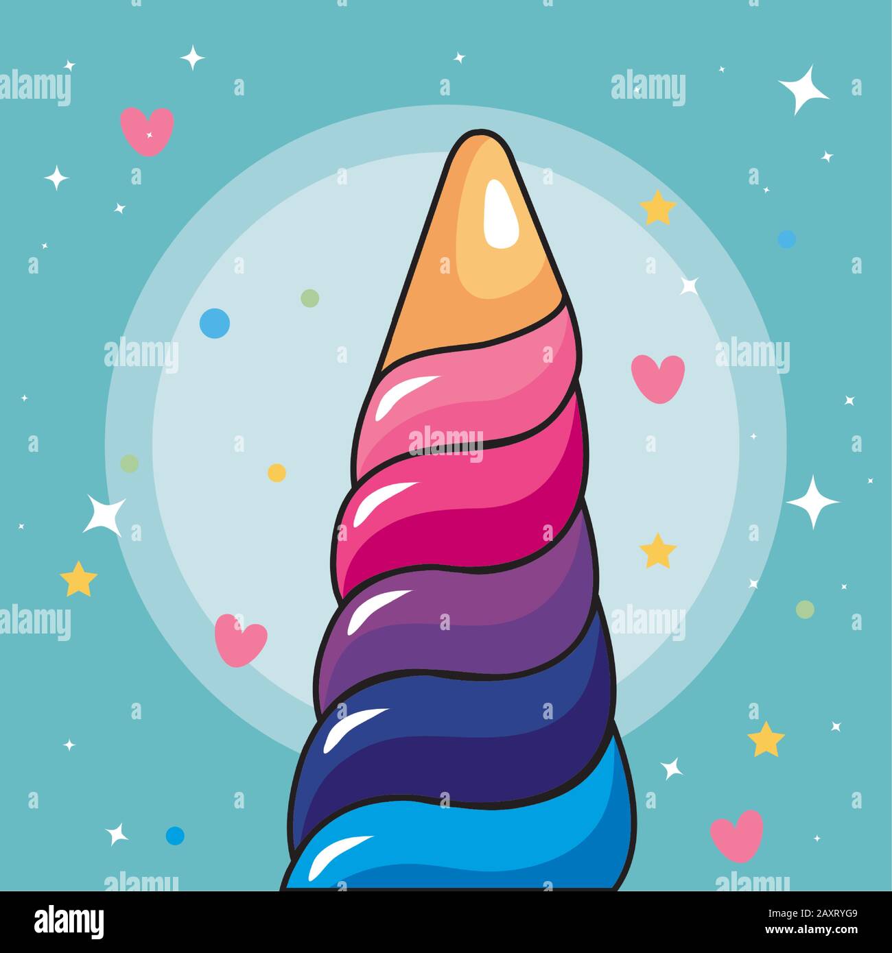 rainbow unicorn horn with cute decoration Stock Vector Image & Art - Alamy