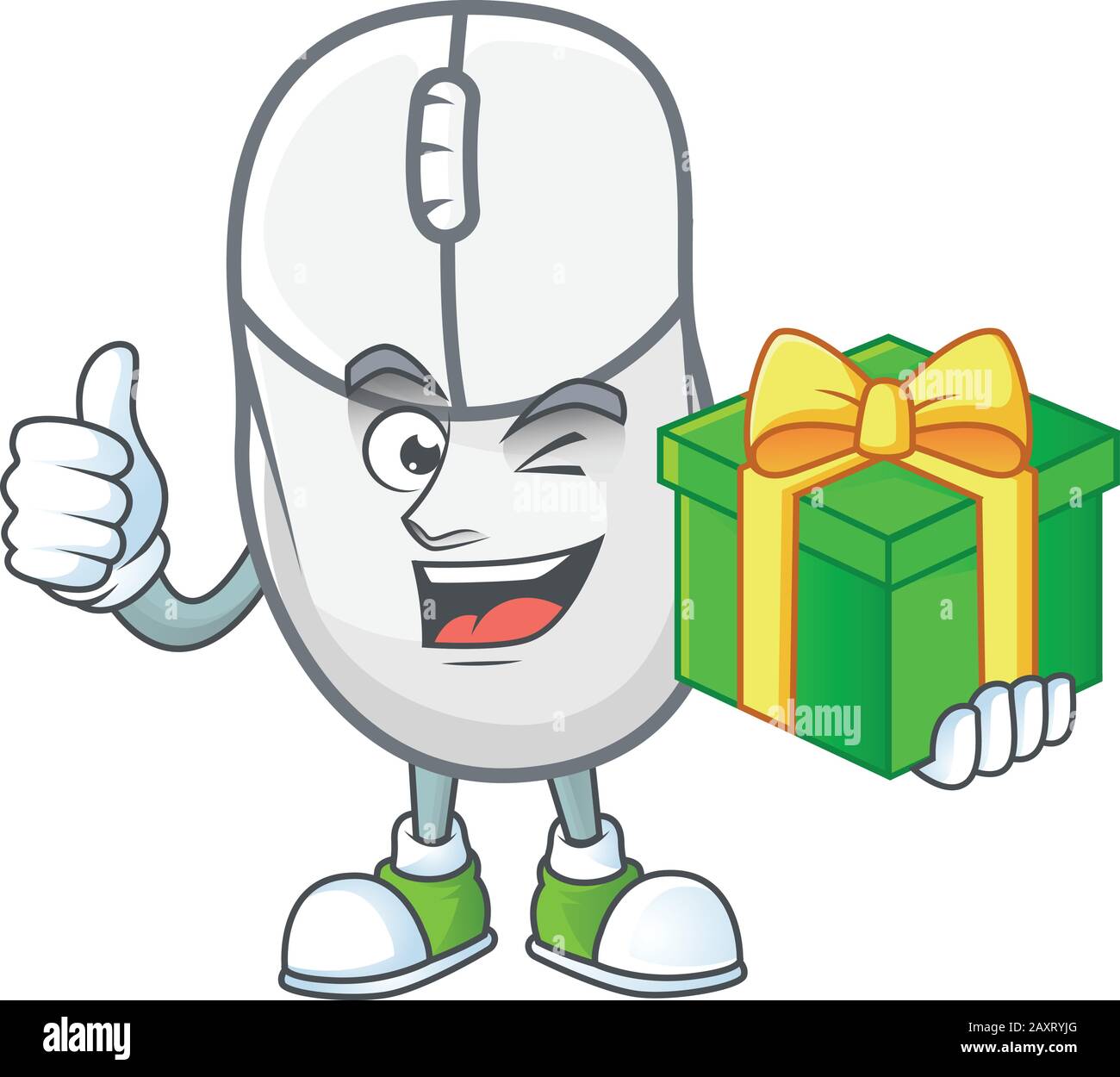 Cute white mouse character holding a gift box Stock Vector Image & Art ...