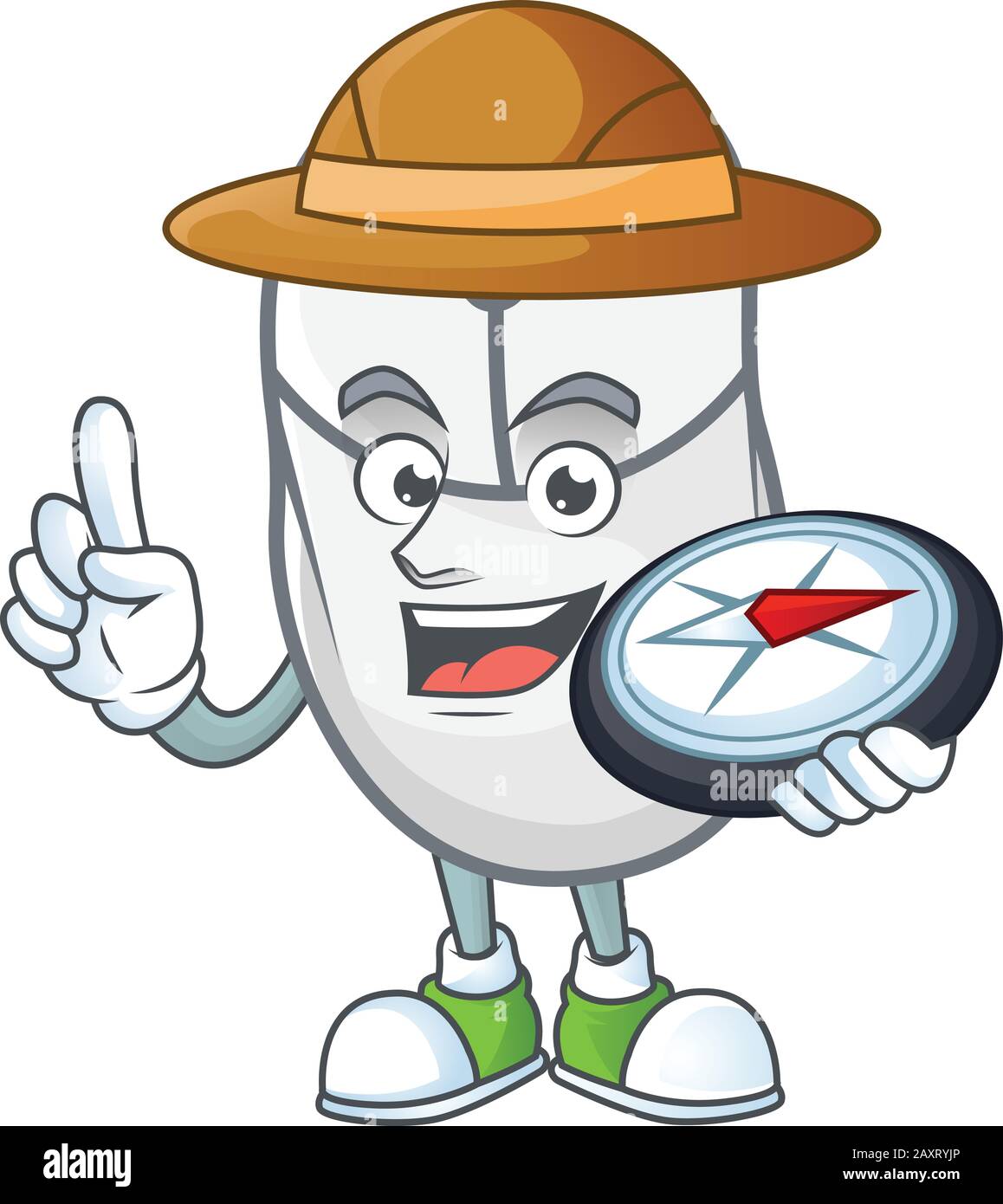 A white mouse explorer cartoon design having a compass Stock Vector ...