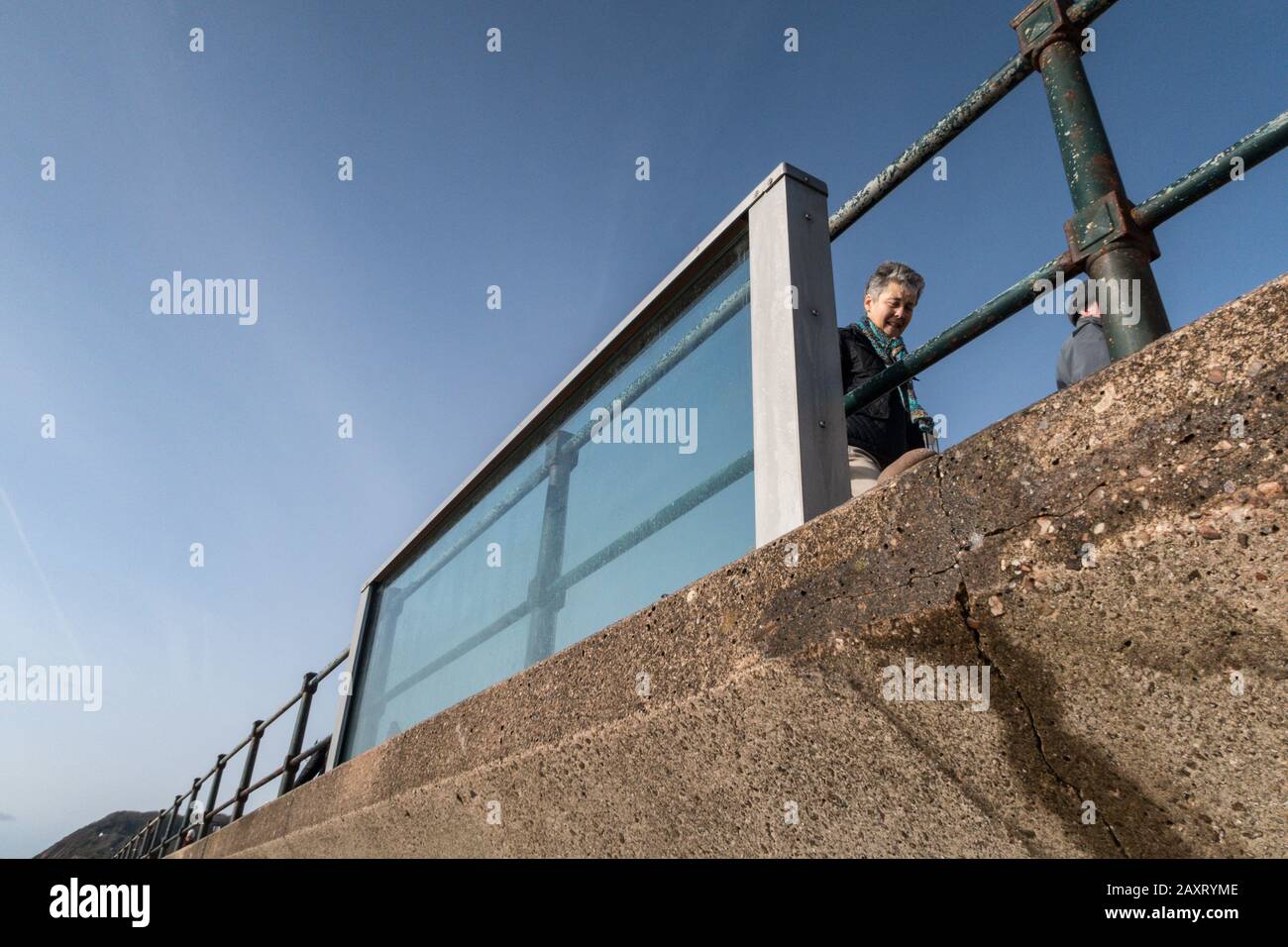 Glass sea defence panels installed on test on the sea wall at Sidmouth ...