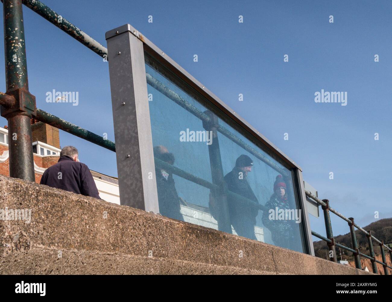 Glass sea defence panels installed on test on the sea wall at Sidmouth ...