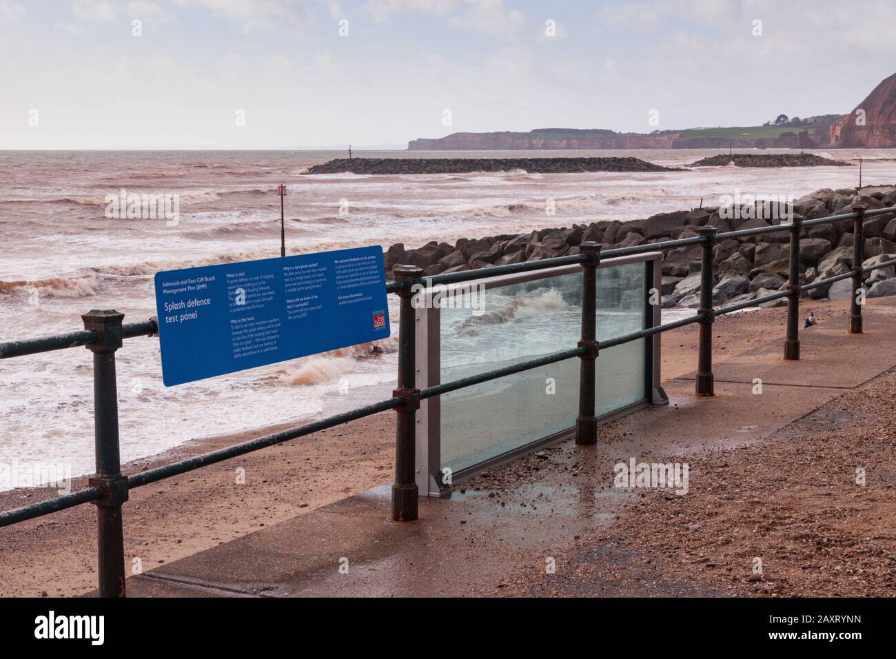 Glass sea defence panels installed on test on the sea wall at Sidmouth ...
