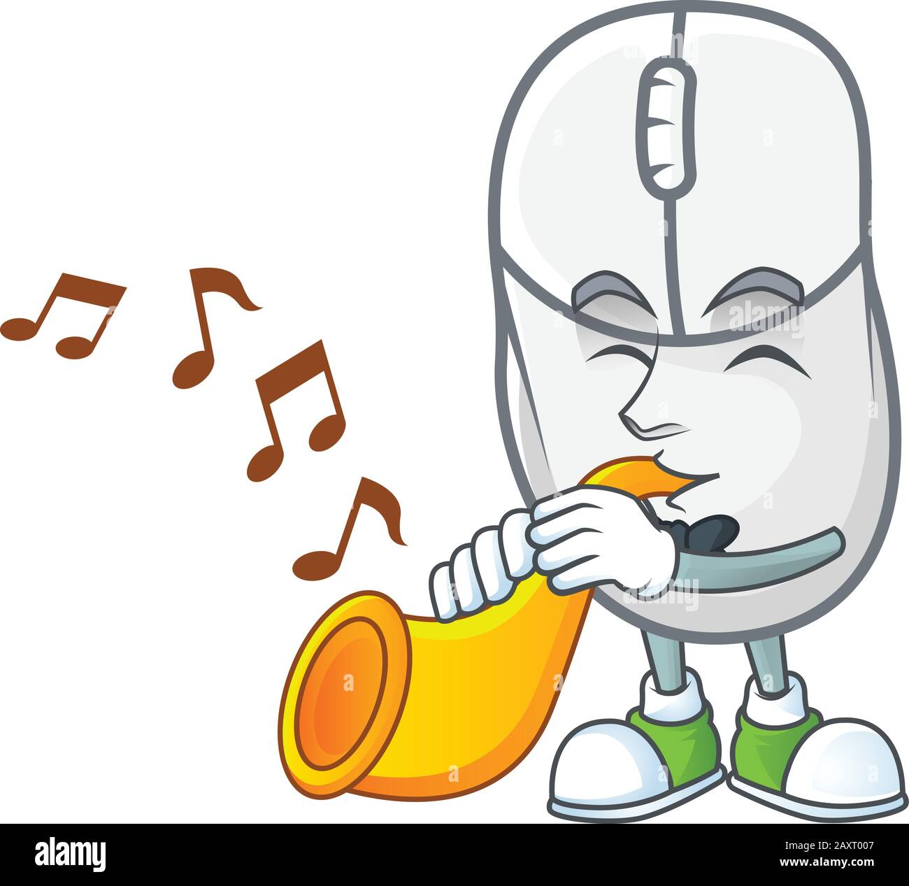 cartoon character style of white mouse playing a trumpet Stock Vector ...