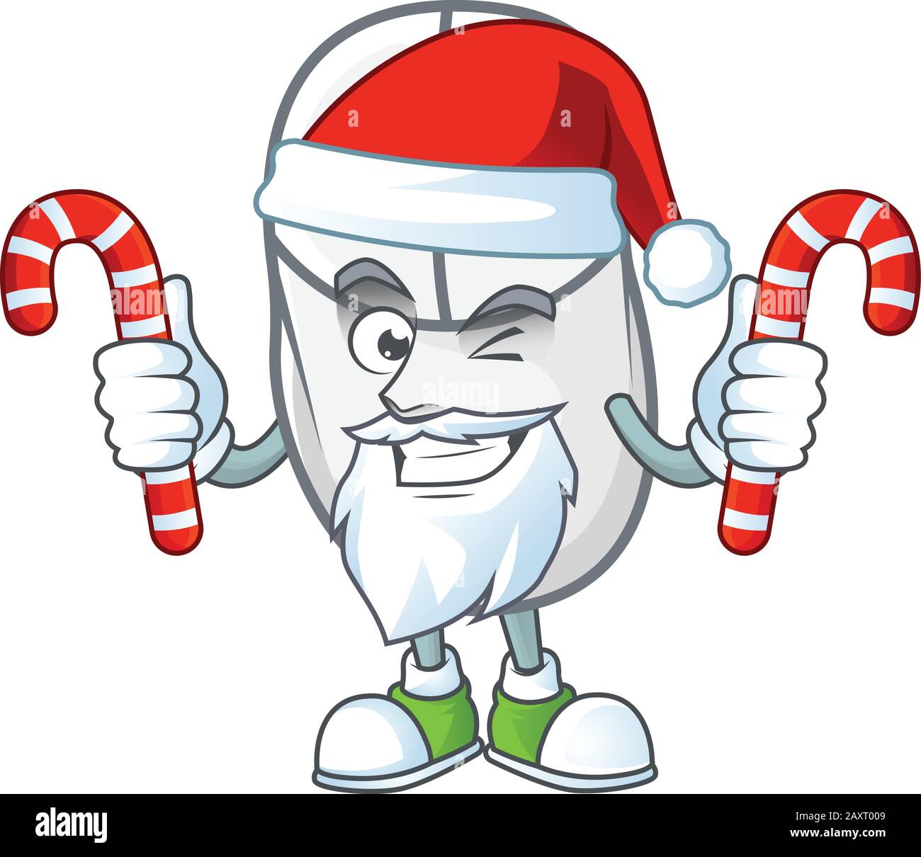 cartoon mascot style of white mouse in Santa costume with candy Stock ...