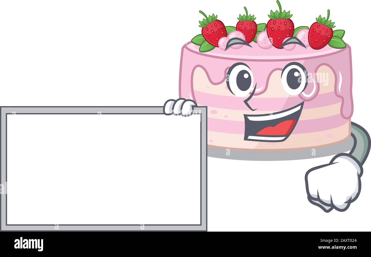 cartoon character of strawberry cake design concept bring a board Stock ...