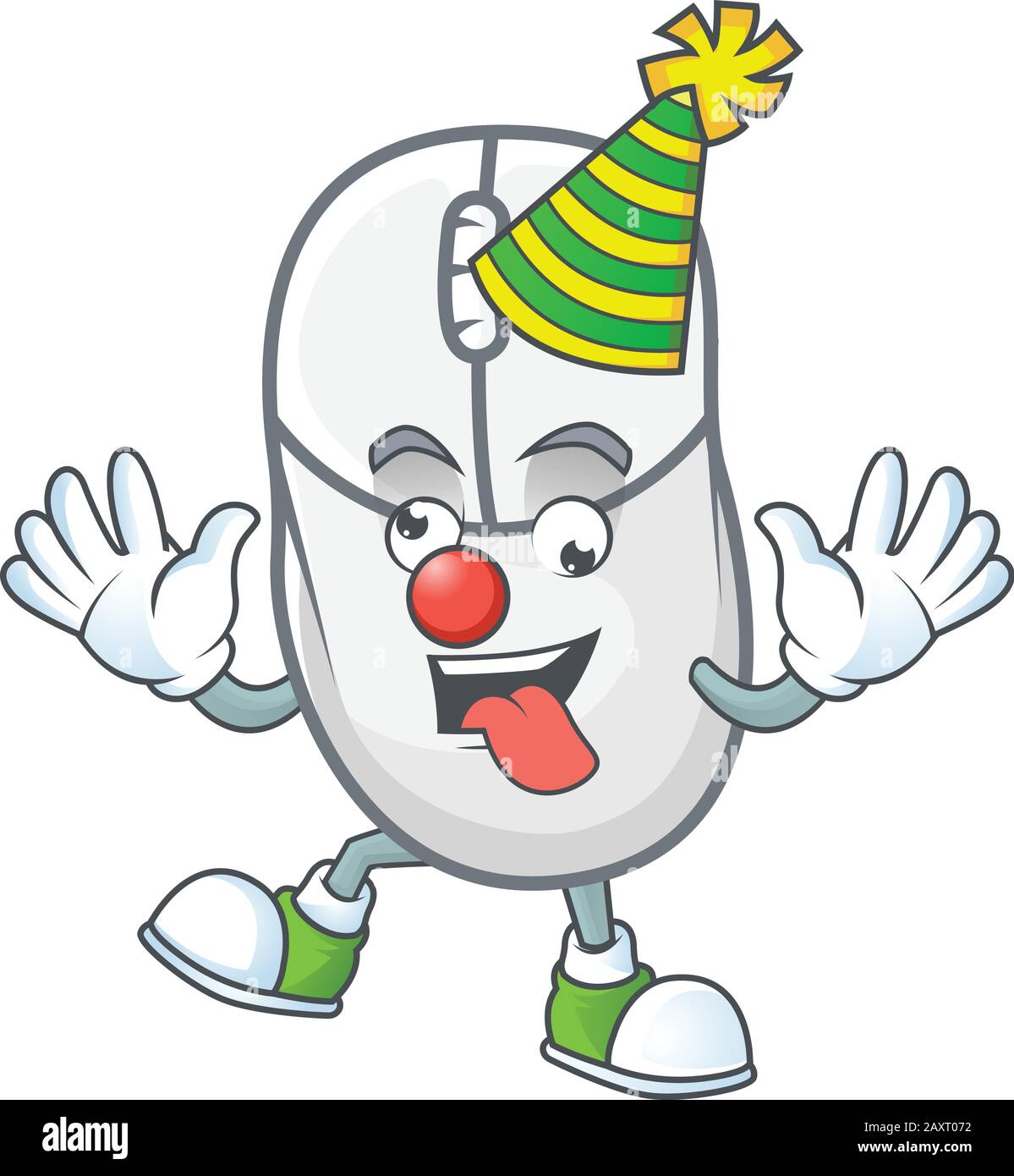 Cute and funny Clown white mouse cartoon character mascot style Stock ...