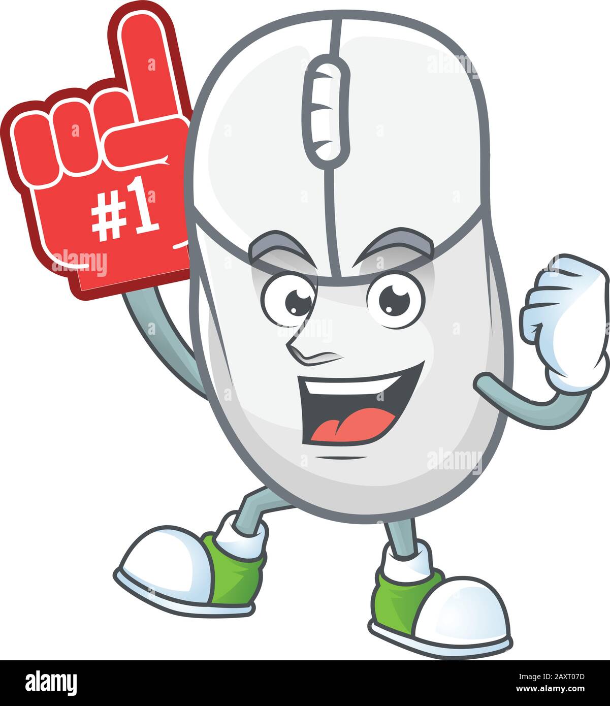 A cartoon design of white mouse holding a Foam finger Stock Vector ...