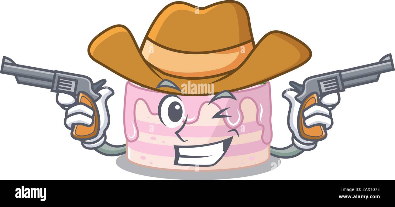 Strawberry cake Cowboy cartoon concept having guns Stock Vector Image ...