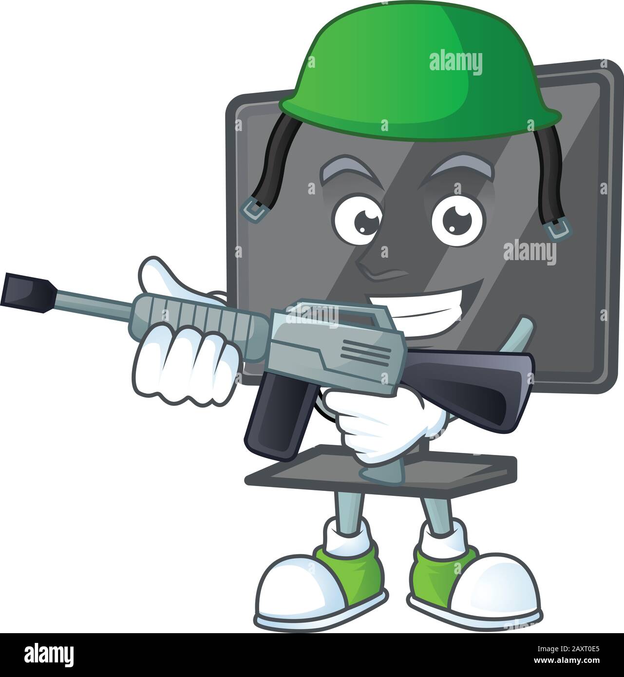 Computer screen mascot design in an Army uniform with machine gun Stock ...