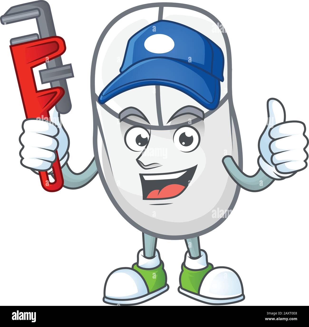Smiley Plumber white mouse on mascot picture style Stock Vector Image ...