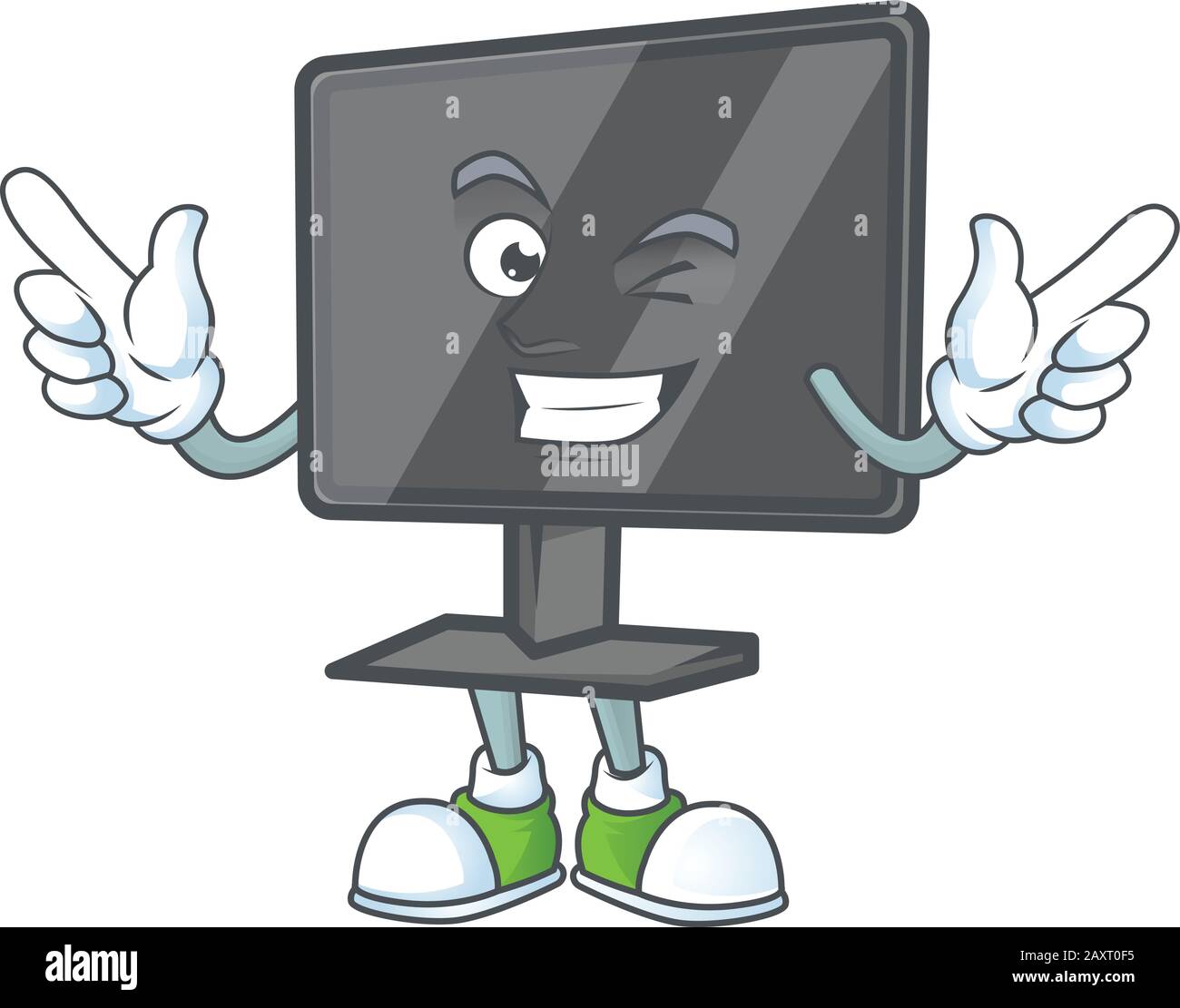 A comical face computer screen mascot design with Wink eye Stock Vector ...