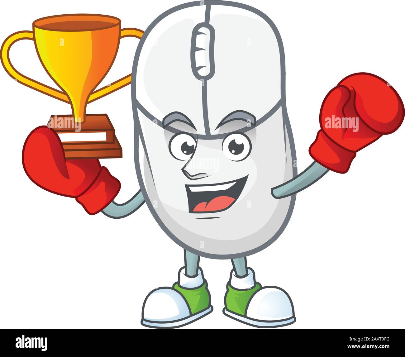 Super cool Boxing winner of white mouse in mascot cartoon design Stock ...