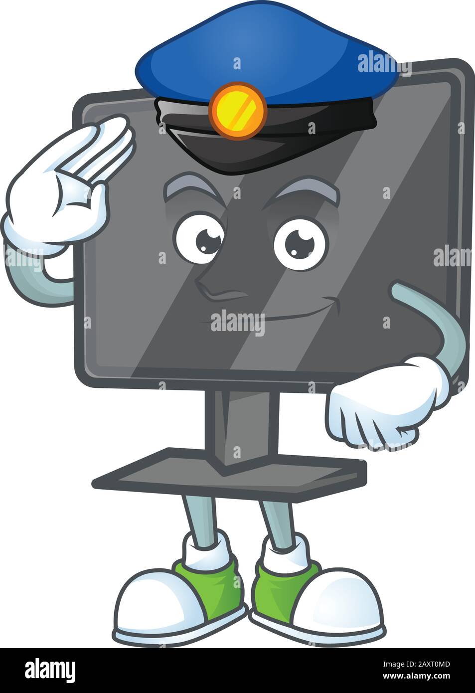 A character design of computer screen working as a Police officer Stock ...