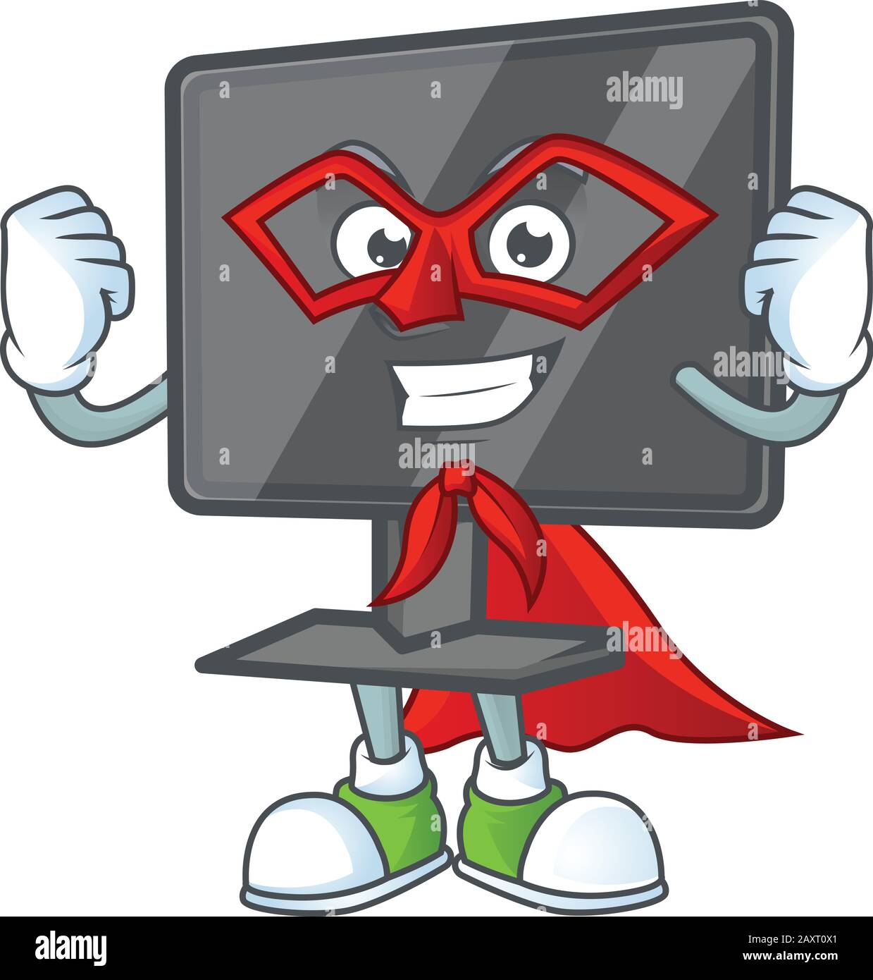 A friendly picture of computer screen dressed as a Super hero Stock ...