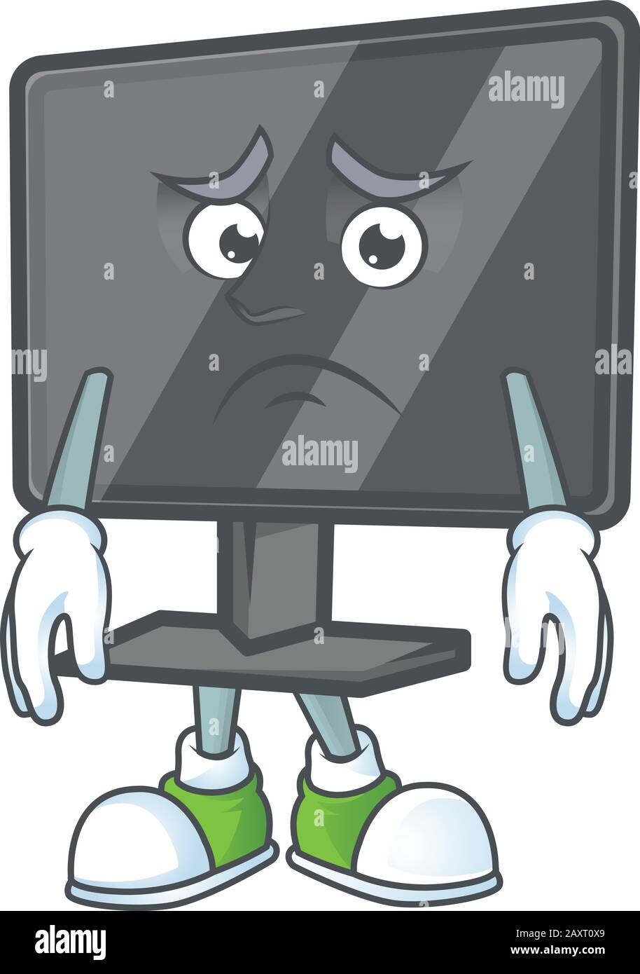 Cartoon character of a computer screen having an afraid face Stock ...