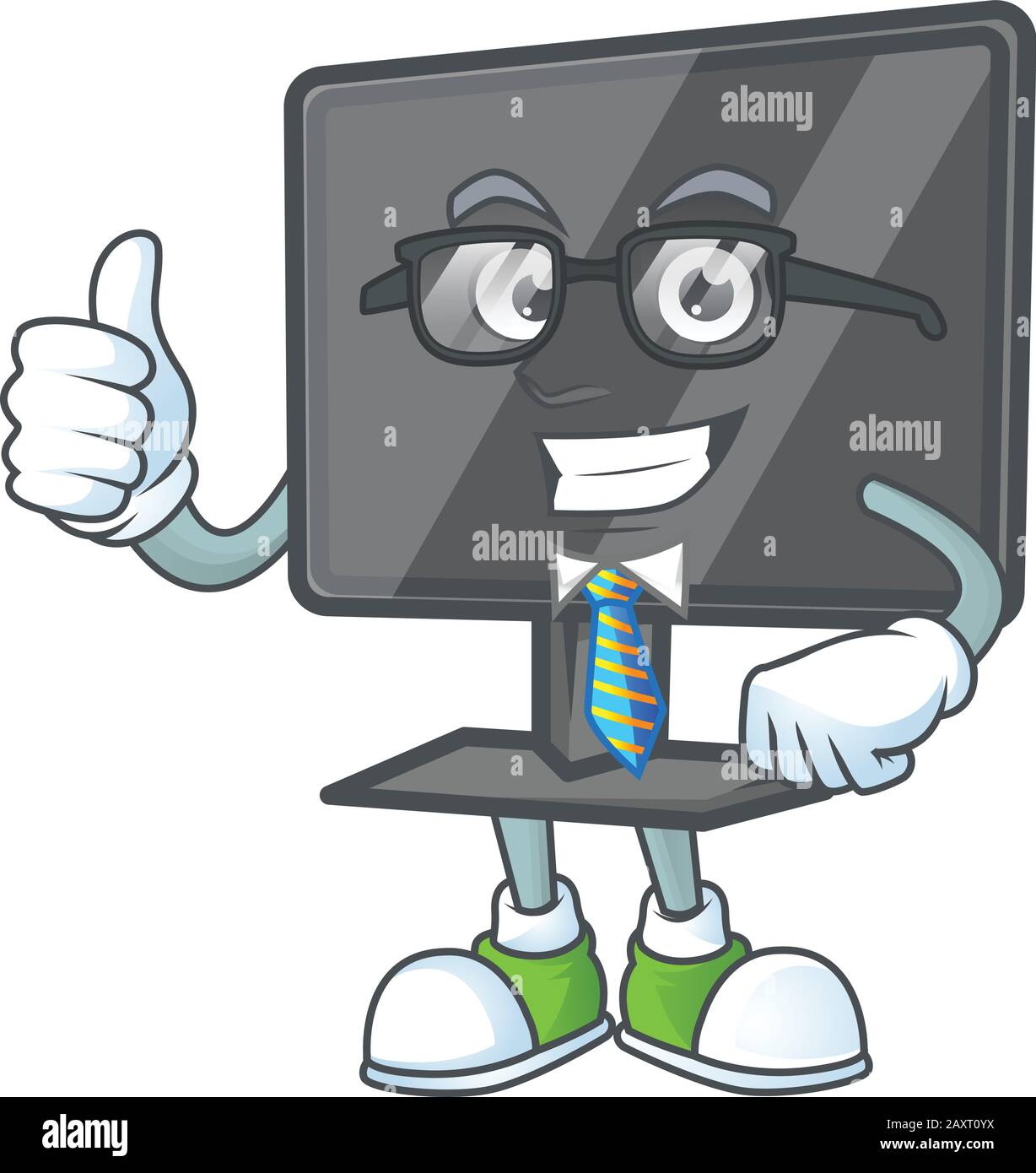 Computer screen cartoon successful Businessman wearing glasses Stock ...