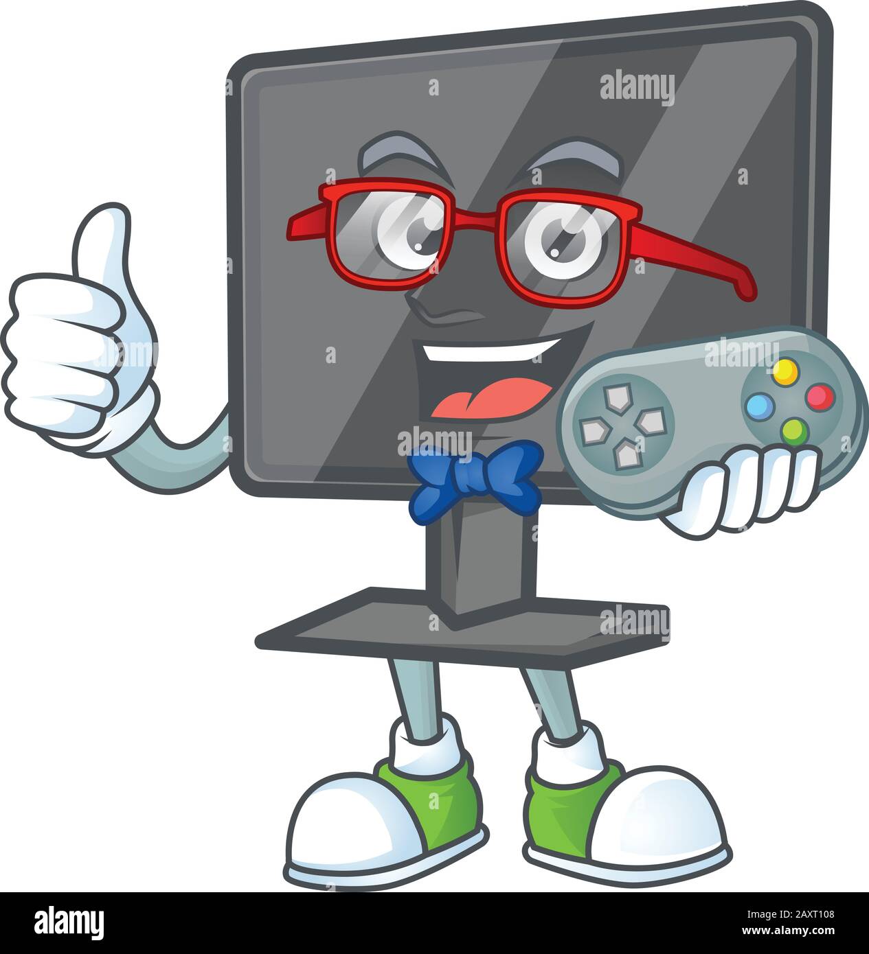 An attractive gamer computer screen cartoon character design Stock ...