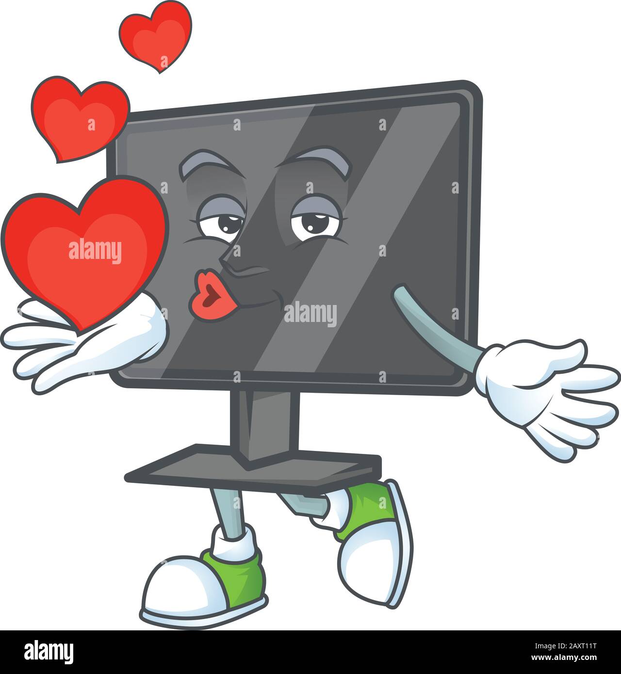 A sweetie computer screen cartoon character holding a heart Stock ...