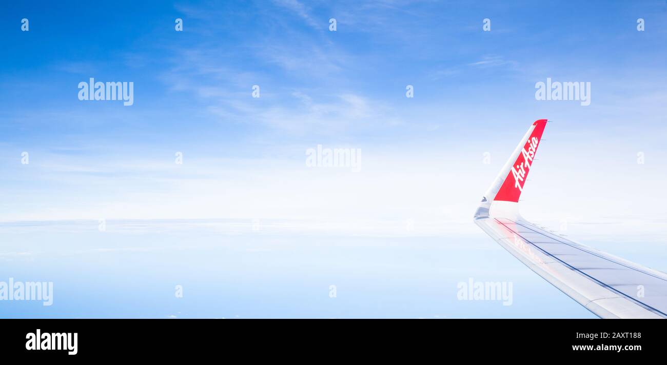 Bangkok, Thailand - June 10, 2019: Air Asia Airline Logo on the wing is ...