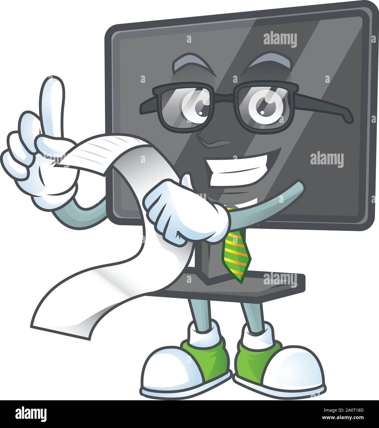 A funny face character of computer screen holding a menu Stock Vector ...