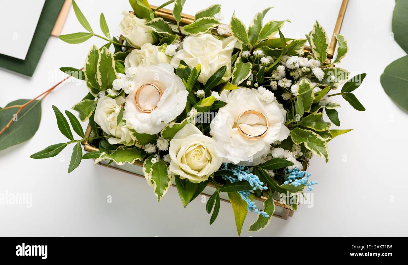Top view wedding rings bridal hi-res stock photography and images - Alamy