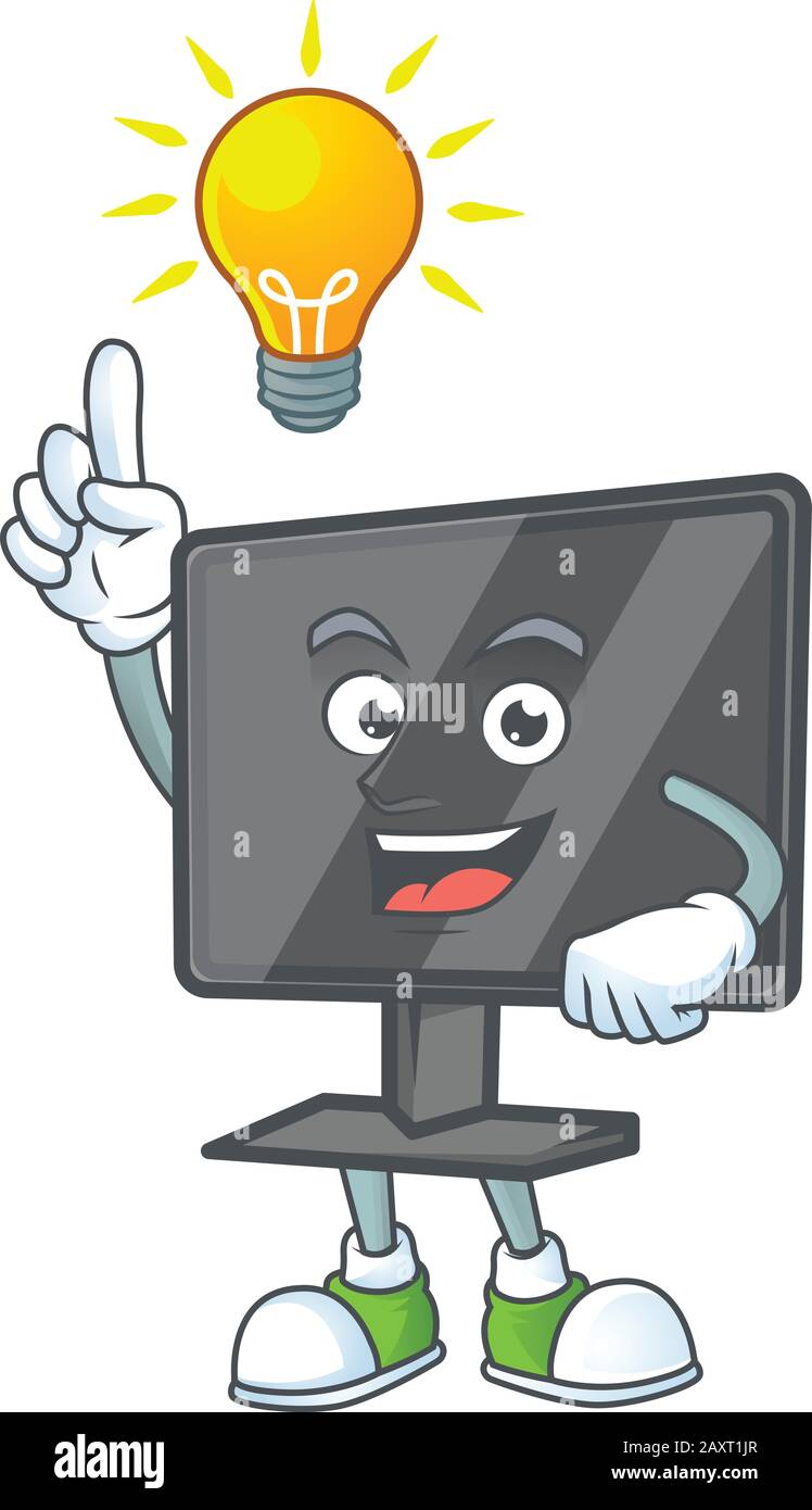 Smart computer screen cartoon character has an idea Stock Vector Image ...