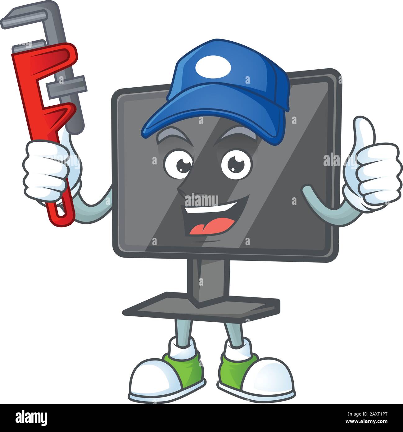 Smiley Plumber computer screen on mascot picture style Stock Vector ...