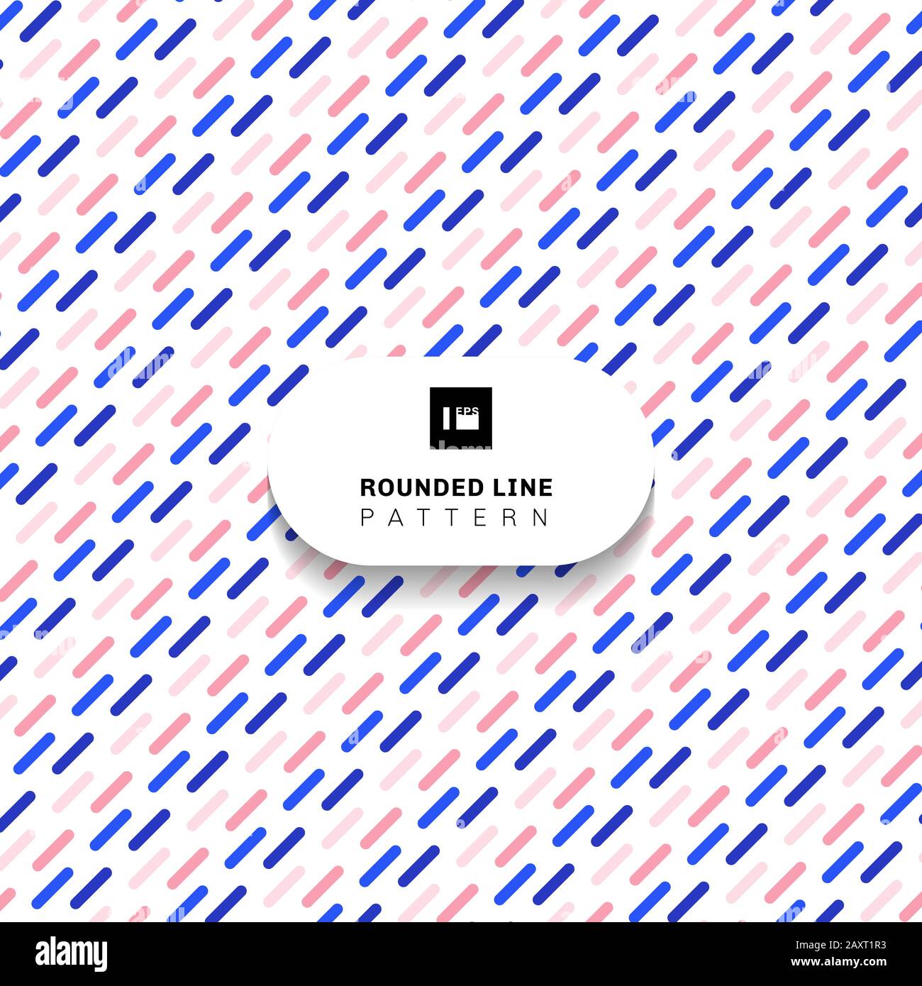 Abstract pink and blue rounded line diagonal pattern on white ...