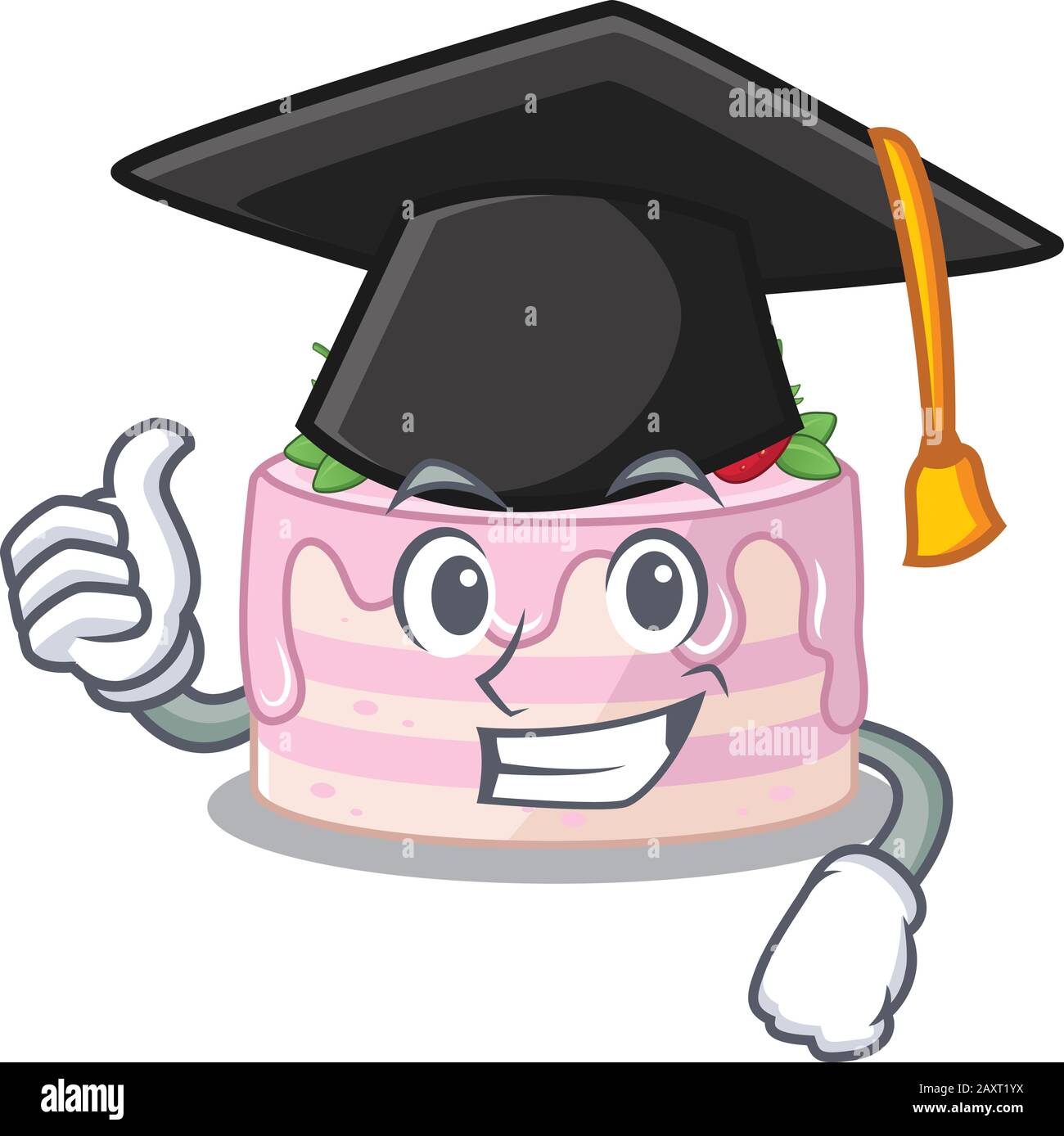 happy and proud of strawberry cake wearing a black Graduation hat Stock ...